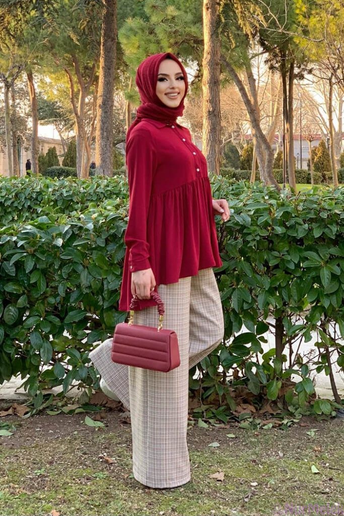 En Güzel 20 Kırmızı/Bordo Tesettür Tunik Kombini